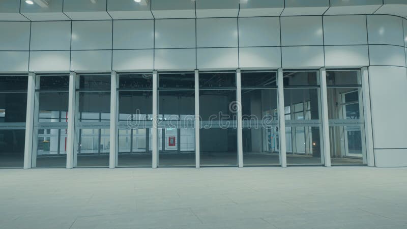 Modern Empty Building Facade with Glass Windows Stock Footage - Video of apartment, horizontal ...