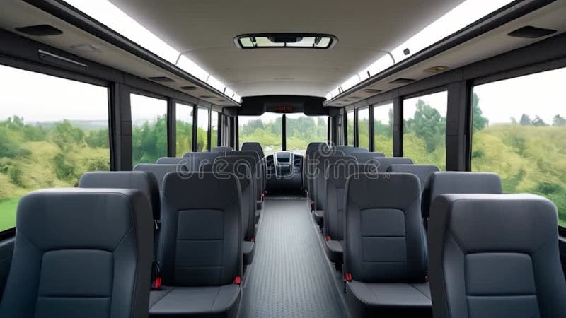 Modern Empty Bus Inside View with Passenger Seats Stock Footage - Video ...