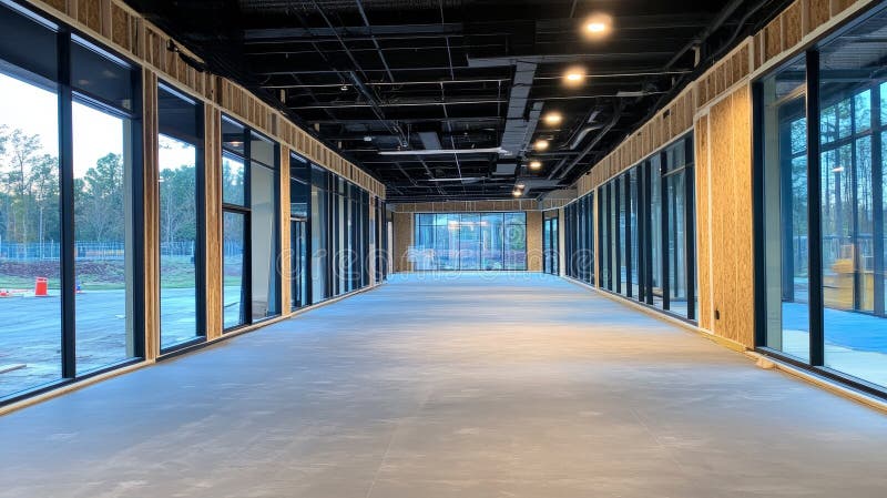 Modern Empty Commercial Space New Building Spacious Interior Large ...
