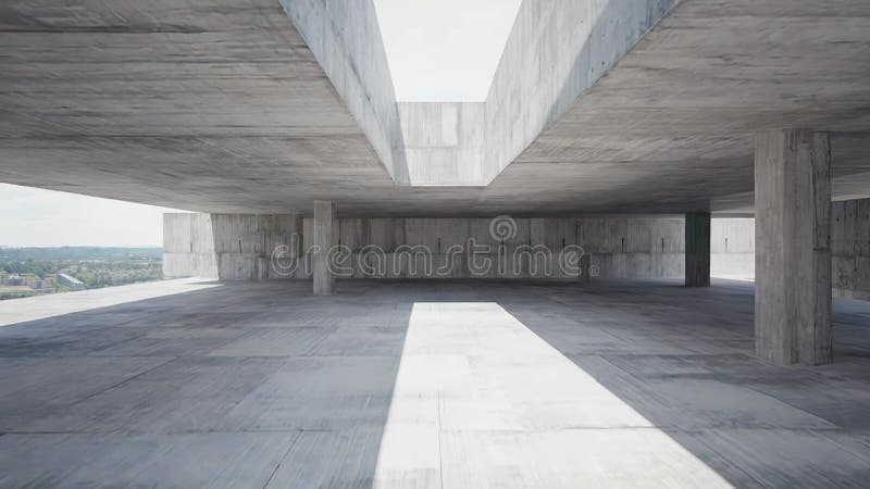 Modern Empty Concrete Building Interior with Pillars and Daylight Stock ...