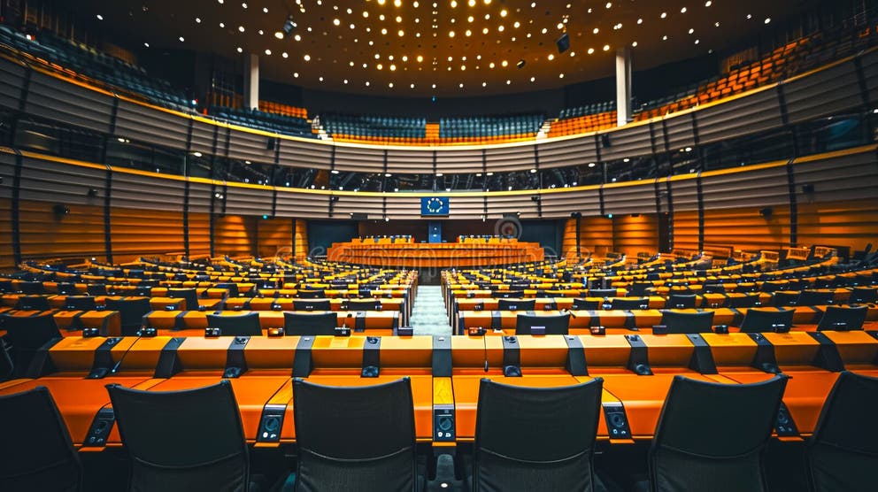 Modern Empty Conference Hall Interior with Rows of Seats and Large ...