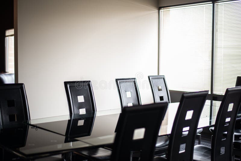 Modern Empty Conference Room Table and Chairs Stock Image - Image of ...
