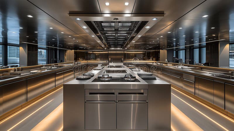 Modern, Empty Culinary Center, Interior, Professional Kitchen Stock ...
