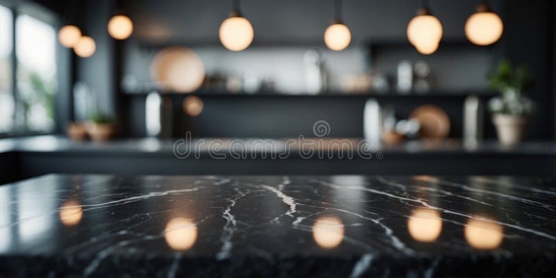 Modern Empty Dark Marble Table Top or Kitchen. Stock Image - Image of ...
