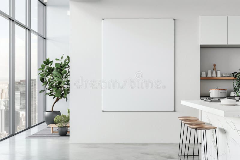Modern Empty Design, Interior Blank Space with Banner. Room Poster in ...