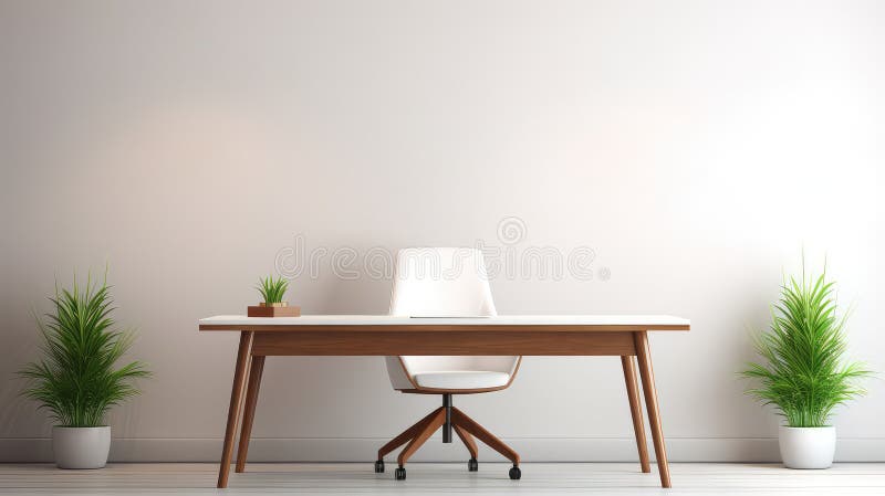 Modern empty desk stock illustration. Illustration of contemporary ...