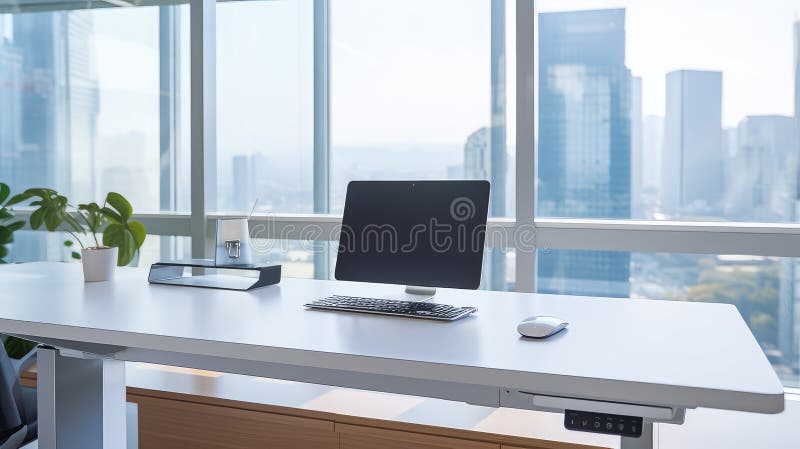 Modern empty desk office stock illustration. Illustration of tidiness ...
