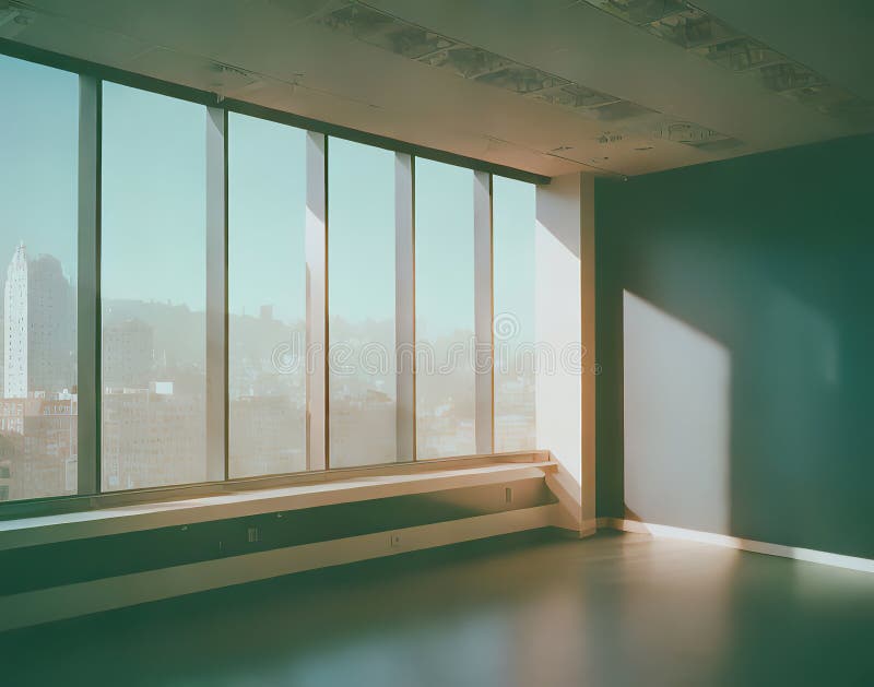 Modern Empty Elegant Office with Windows and Workspaces. AI Generated ...