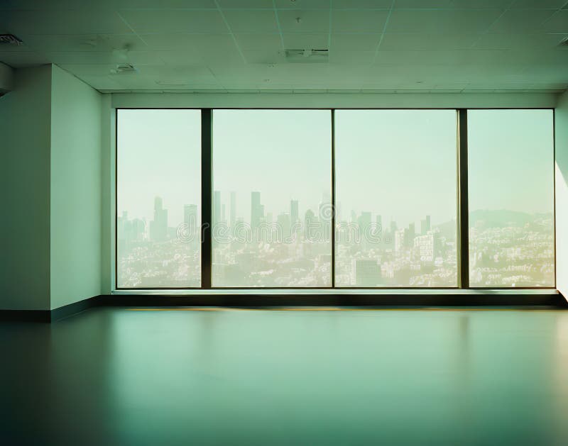 Modern Empty Elegant Office with Windows and Workspaces. AI Generated ...