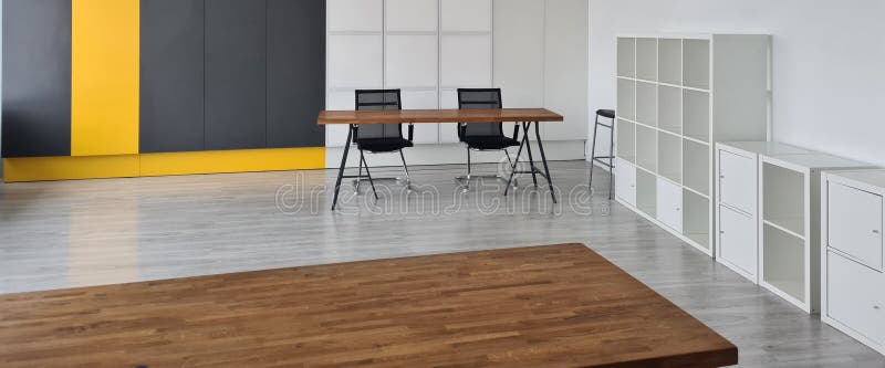 Modern Empty Elegant Office and Workspaces. Workplace Stock Photo ...