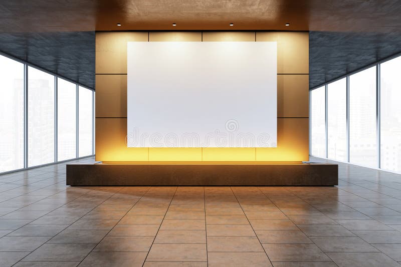 Modern Empty Exhibition Gallery Room with a Blank Display Wall. 3D ...