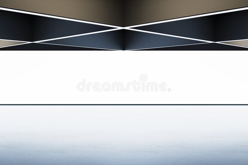 Modern Empty Exhibition Space with White Wall and Abstract Lighting. 3D ...
