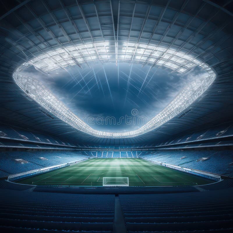 Modern Empty Football Stadium in Bright Light Created with Generative ...