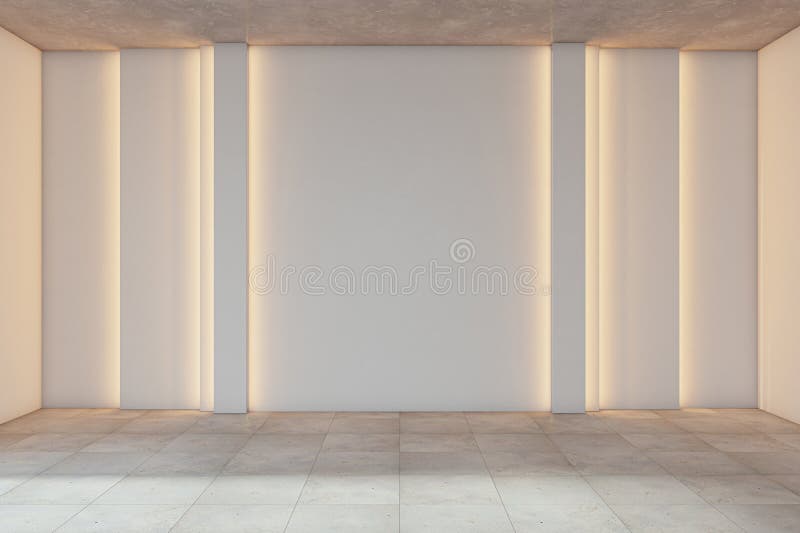 Modern Empty Gallery Room Interior with Mock Up Place on Illuminated ...