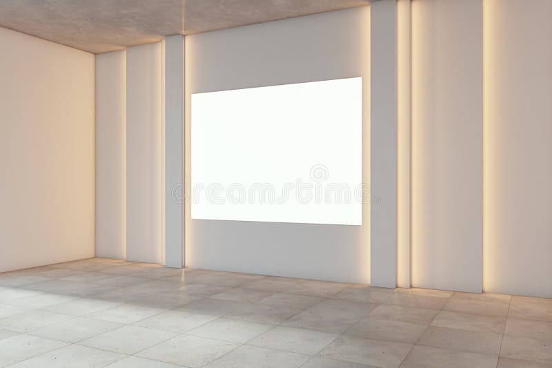 Modern Empty Gallery Room Interior with White Mock Up Billboard on ...