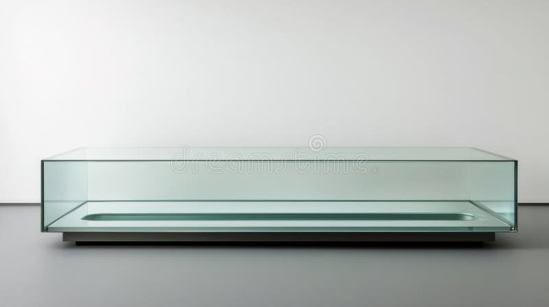 Modern Empty Glass Showcase Standing in a Gallery Stock Illustration ...