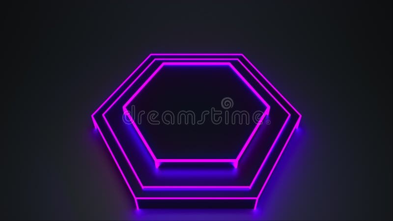 Modern Glow Dark Studio with Neon Light. 3d Rendering, Computer ...