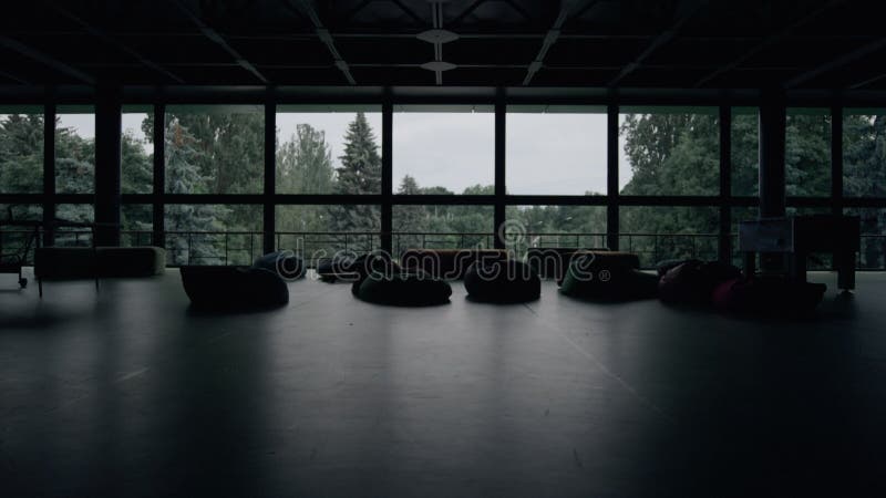 Modern Empty Hall Interior with Bag Chairs Sofa at Panorama Window ...