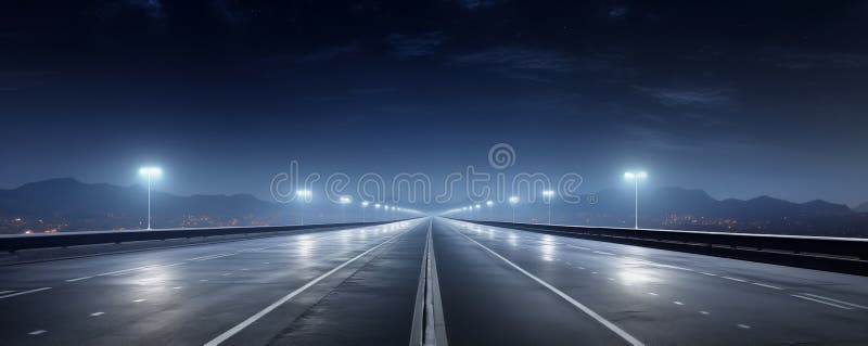 Modern Empty Highway at Night, Generated Ai Stock Illustration ...