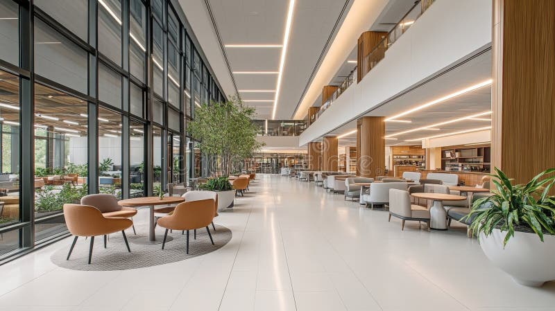 Modern, Empty Hotel Lobby with Minimalist Design, Comfortable Seating ...