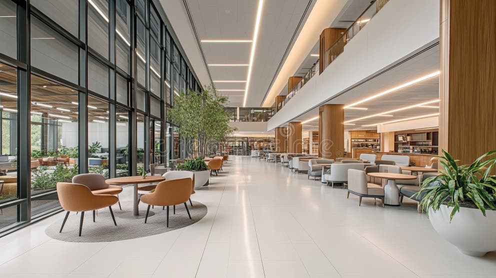 Modern, Empty Hotel Lobby with Minimalist Design, Comfortable Seating ...