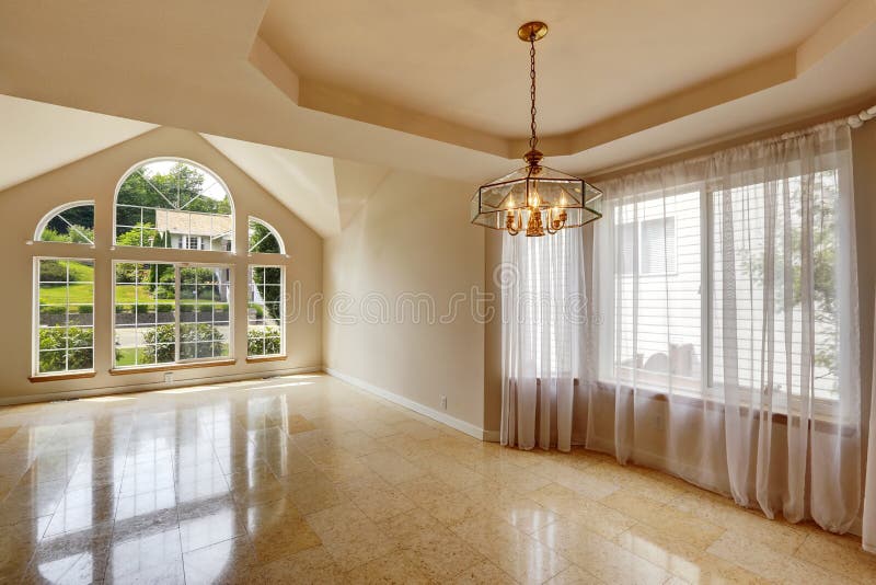 Modern Empty House Interior with Marble Tile Floor Stock Image - Image ...
