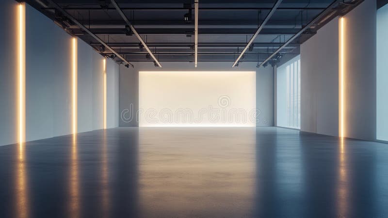 Modern Empty Interior Space with Illuminated Walls and High Ceiling ...