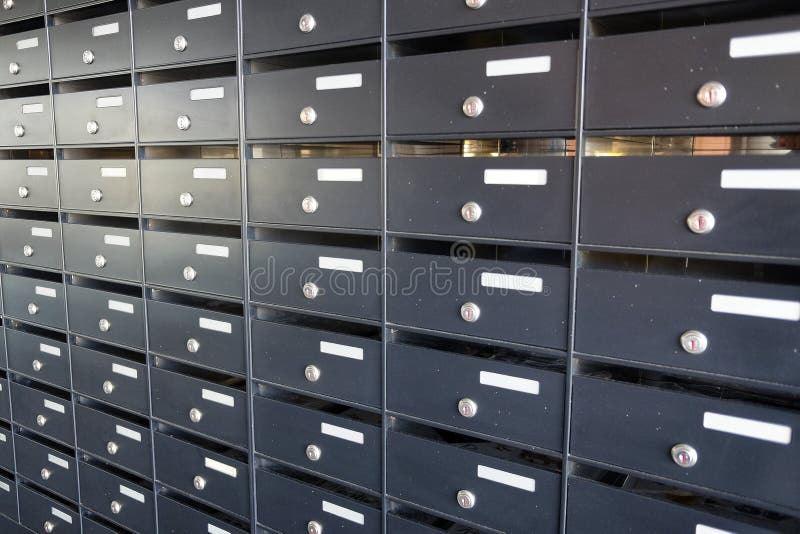 Modern and empty mailboxes stock image. Image of home - 125156521