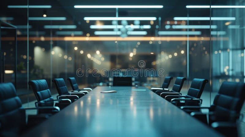 Modern Empty Meeting Room with Big Conference Table. Work Environment ...