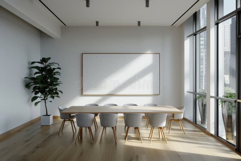 Modern Empty Meeting Room with Conference Table. Contemporary Work ...