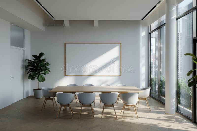 Modern Empty Meeting Room with Conference Table. Contemporary Work ...