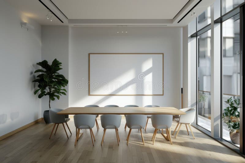 Modern Empty Meeting Room with Conference Table. Contemporary Work ...