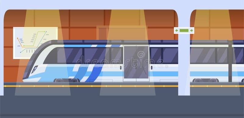 Modern Empty Metro Station Interior Design Vector Flat Cartoon ...