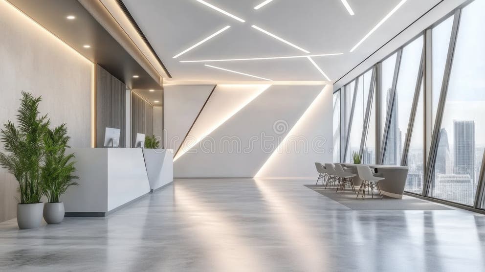 Modern Empty Office with Angular Architecture. the Interior Pic Stock ...