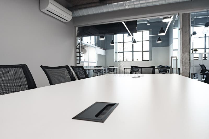 Modern Empty Office Meeting Room Close Up Stock Image - Image of place ...