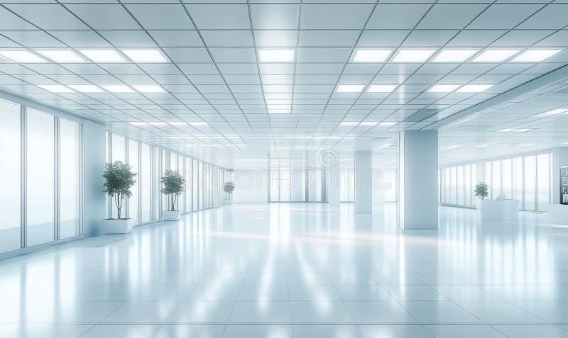 Modern Empty Office Space with Bright Lighting and Minimalistic Design ...