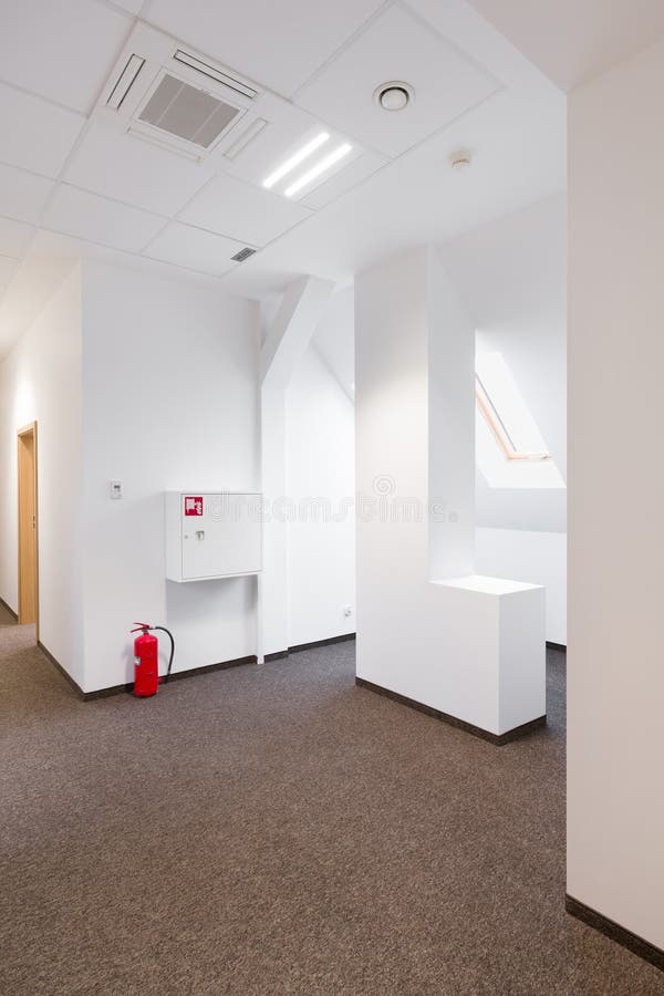 Modern Empty Office Space with Fire Safety Equipment Stock Image ...
