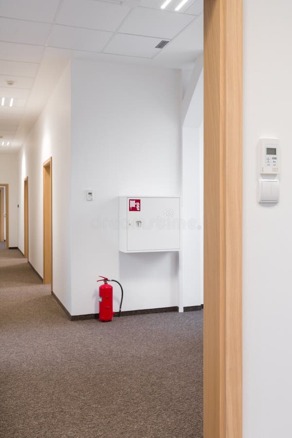 Modern Empty Office Space with Fire Safety Equipment Stock Photo ...