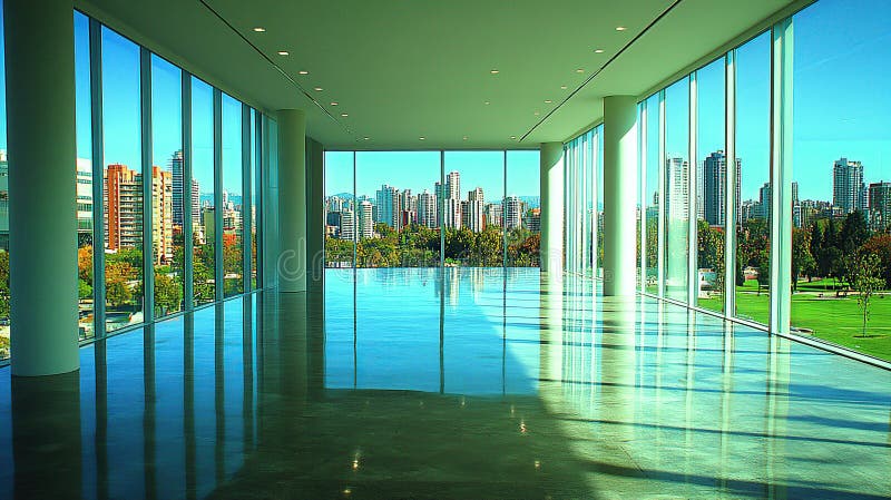 Modern, Empty, Open-plan Office Space with Panoramic City Views Stock ...