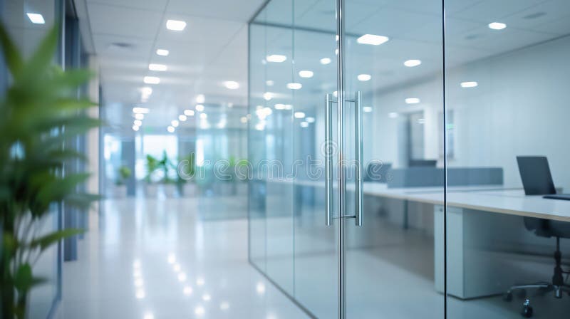 Blurred Modern Empty Business Office with Glass Walls Stock ...