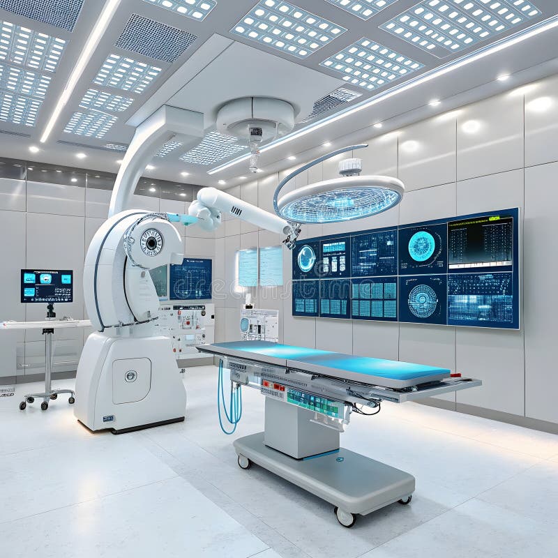 Modern Empty Operating Room with a Surgical Table, Medical Equipment ...