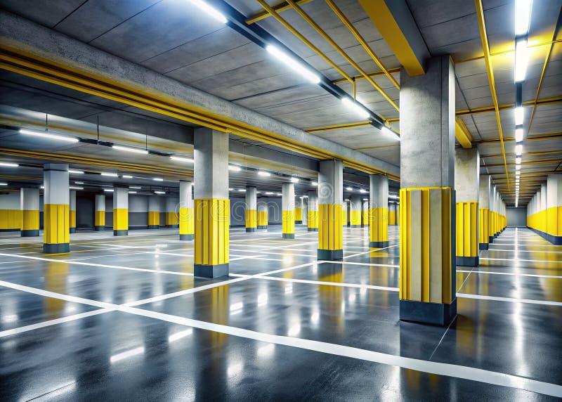 Modern Empty Parking Garage Interior Minimalist Architecture with ...