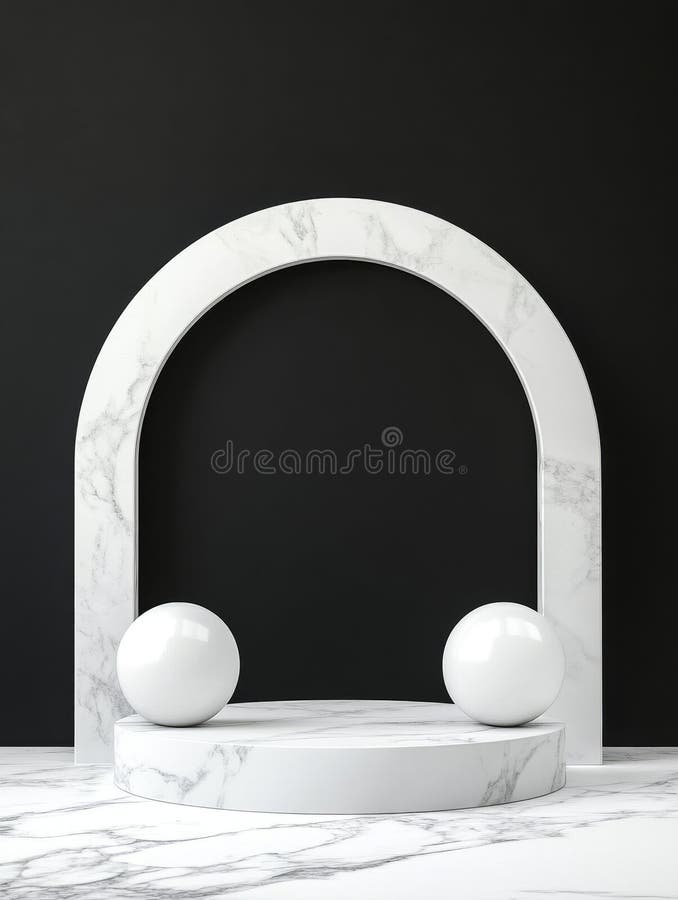 Modern Empty Podium with Arch and Spheres on Solid Background a Clean ...