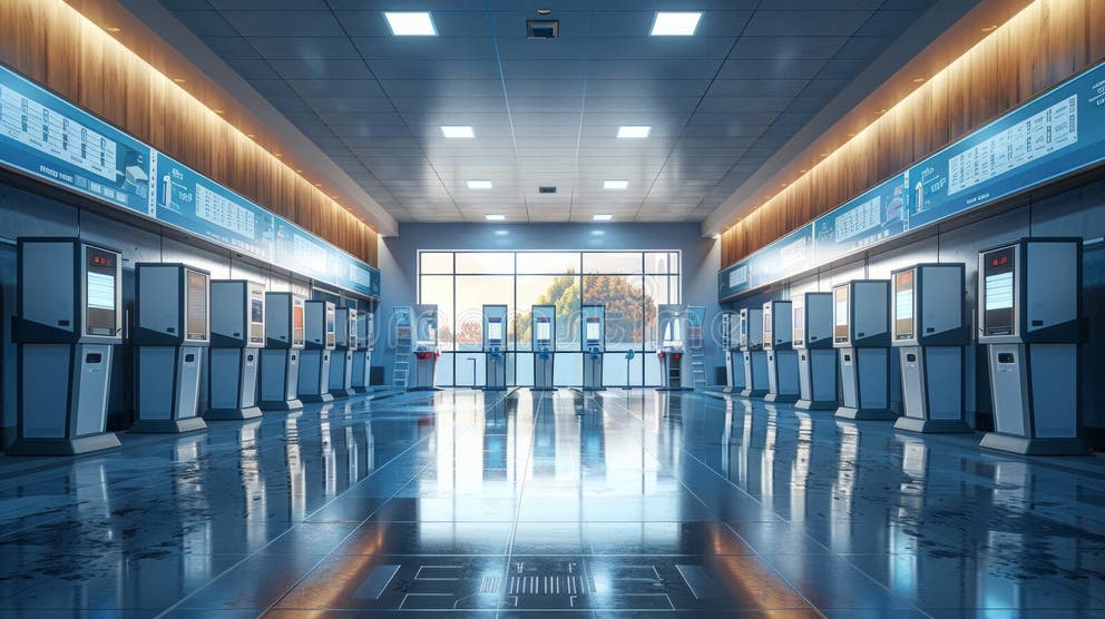 Modern Empty Polling Place with Electronic Voting Booths. Concept of ...