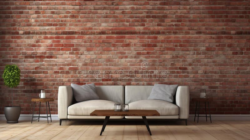 Modern Empty Reception Room with Brick Wall Background Design Stock ...