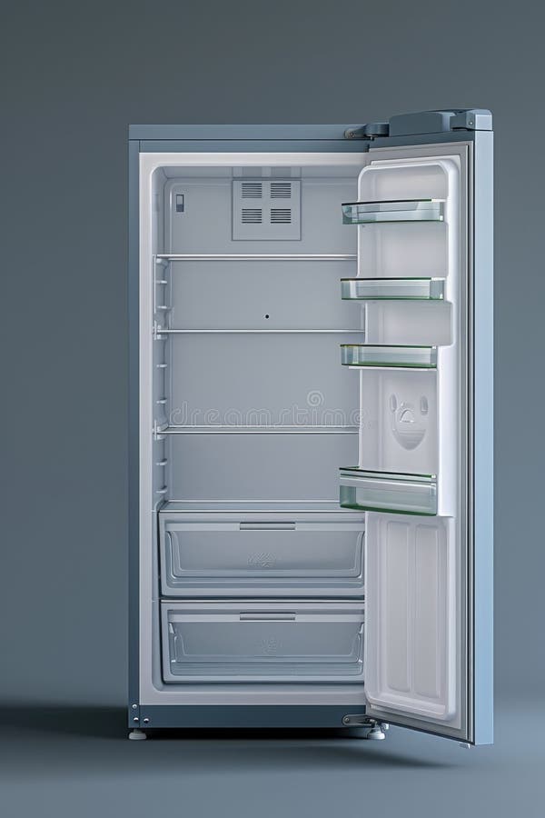 Modern Empty Refrigerator with Open Door Stock Illustration ...