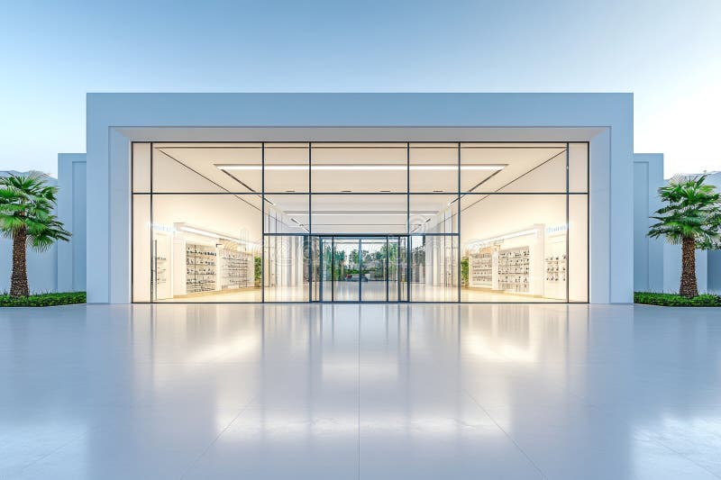 Modern Empty Retail Storefront with Glass Shop Window Stock ...