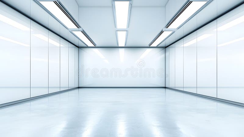 Modern Empty Room with Bright Lighting Effects Stock Photo - Image of ...