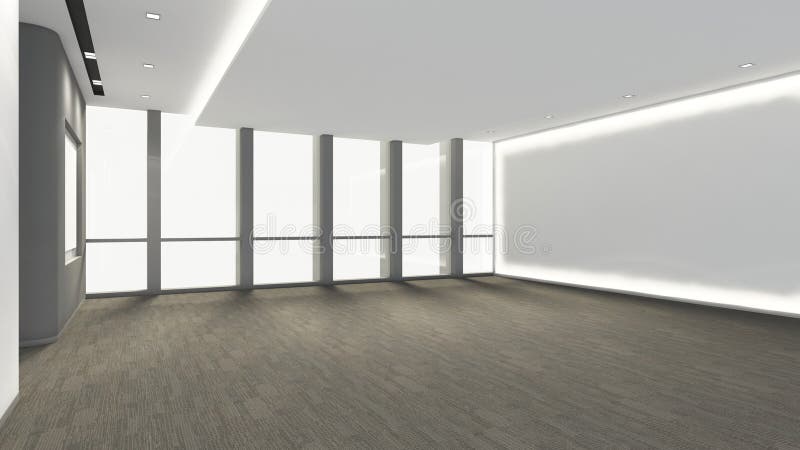 Modern Empty Room, 3d Render Interior Design, Mock Up Illustration ...
