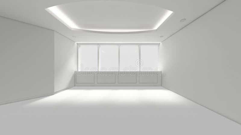 Modern Empty Room, 3d Render Interior Design, Mock Up Illustration ...
